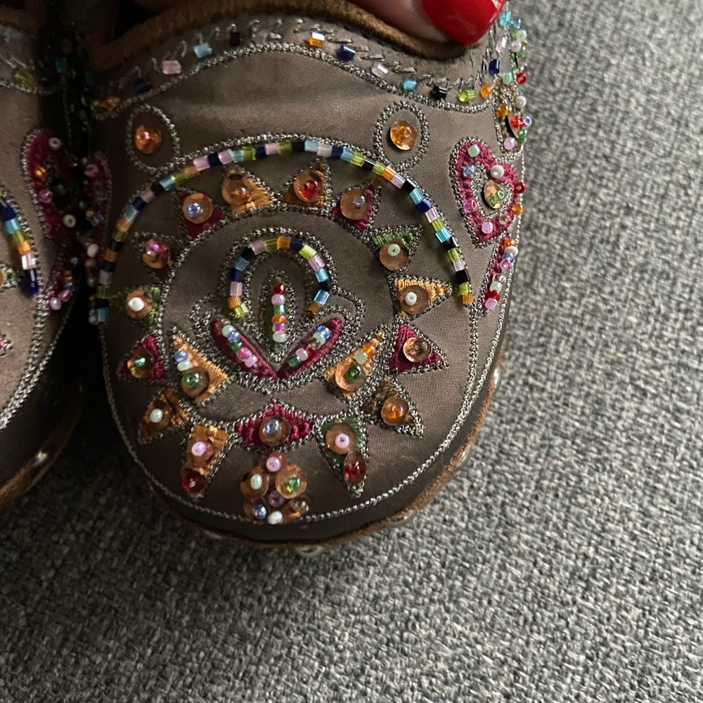 Steve Madden Y2k Firey Beaded Wooden Clogs Us 71/2 Br… - Gem